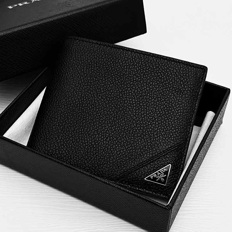 美國百分百【全新真品】PRADA 皮夾 RFID防盜 錢包 普拉達 短夾 零錢袋 logo 歐洲精品 黑色 CZ31 | 蝦皮購物