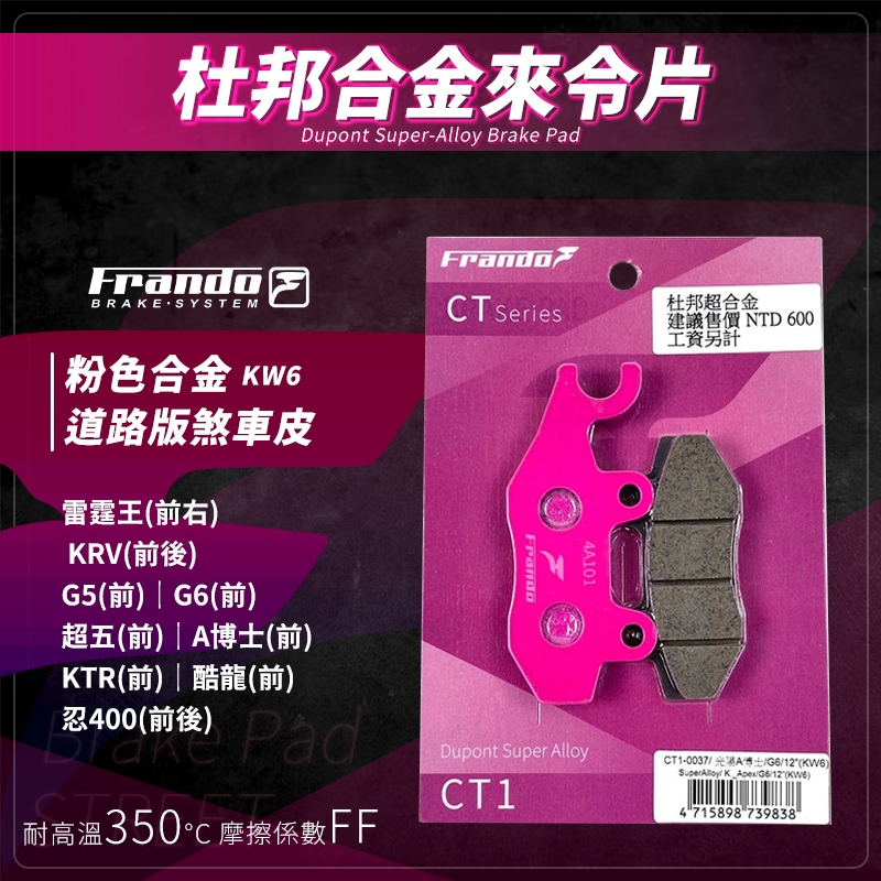 Frando 剎車皮 煞車皮 來令片 粉皮 適用 酷龍 A博士 G6 忍400 KRV KTR 超五 G5 雷霆王 | 蝦皮購物