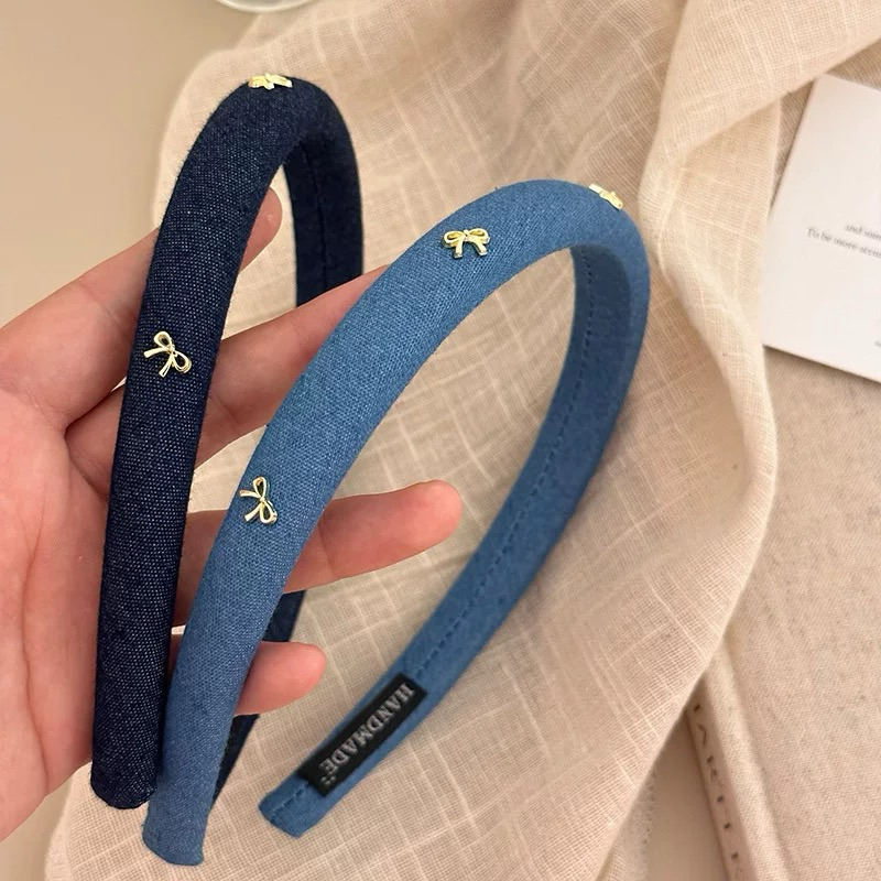 【台灣現貨】氣質優雅可愛蝴蝶結髮箍 牛仔風簡約知性髮圈 髮箍 髮圈 蝦皮購物
