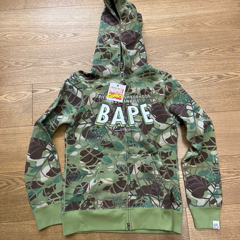 APE BAPE MARVEL SPIDER MAN CAMO FULL ZIP HOODIE連帽外套 女生XS | 蝦皮購物