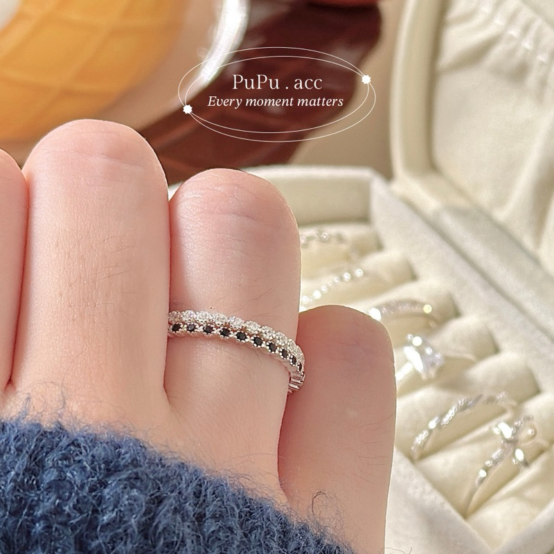 PuPu.acc ୨୧ 現貨🏷️『必買！細閃細閃的美麗 』滿鑽純銀細戒 │ S925 戒指 開口可調整 排鑽戒指 | 蝦皮購物