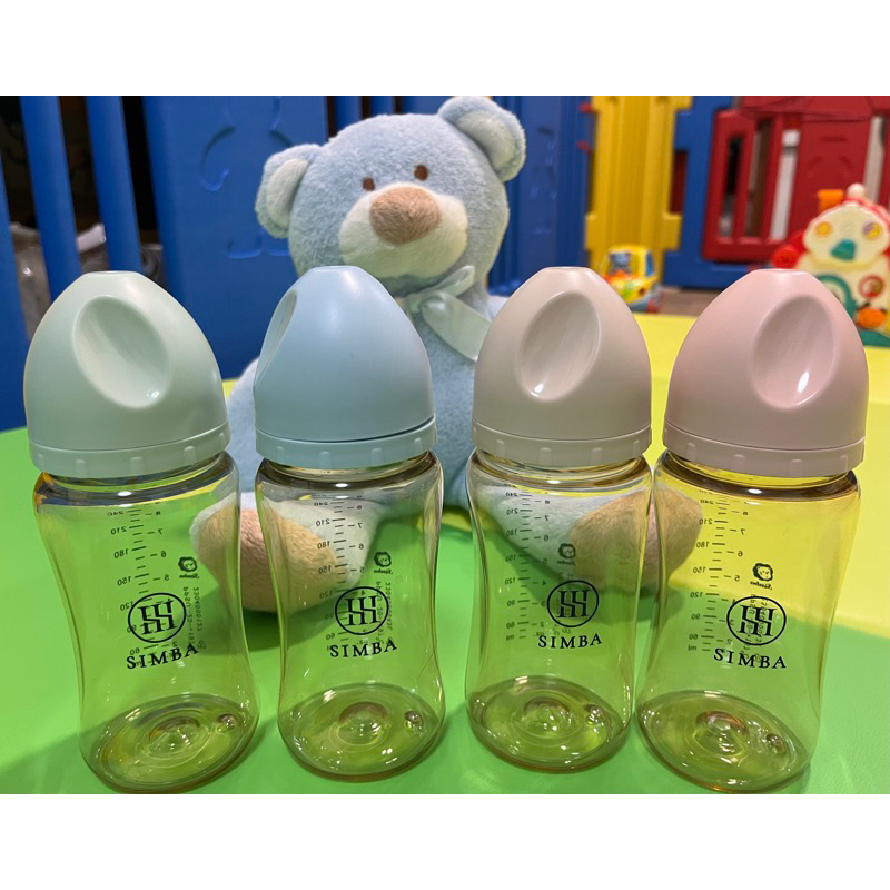 4支合售，9成新Simba小獅王辛巴 蘊蜜鉑金 PPSU 寬口防脹氣奶瓶 270ml （粉/藍/綠/杏） | 蝦皮購物