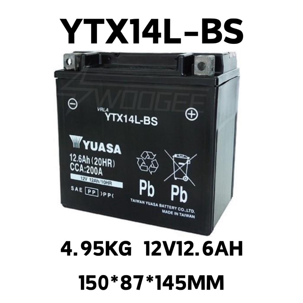YUASA湯淺電池 YTX14L-BS 重機電池 原廠全新品 現貨 附發票 | 蝦皮購物