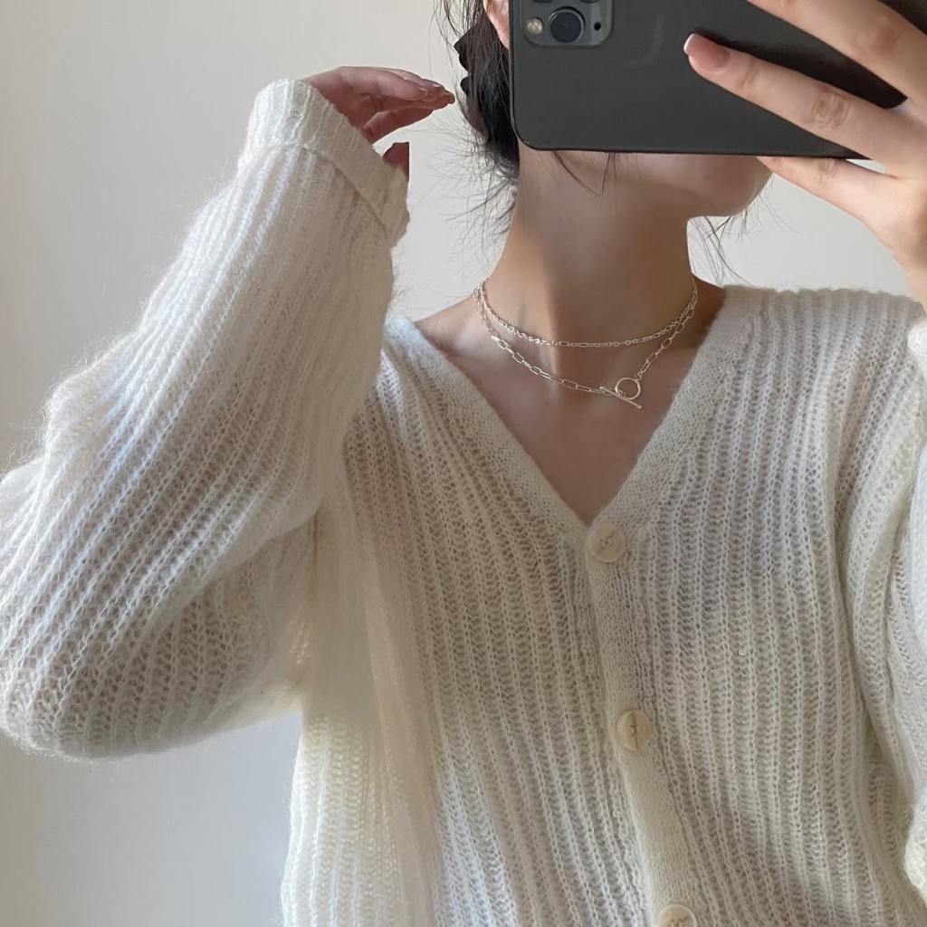 C.F inbox｜S925純銀 通體純銀 雙鍊條 韓國設計款 頸鍊 OT鍊條 簡約 韓系 小眾 ins 少量現貨+預購 | 蝦皮購物