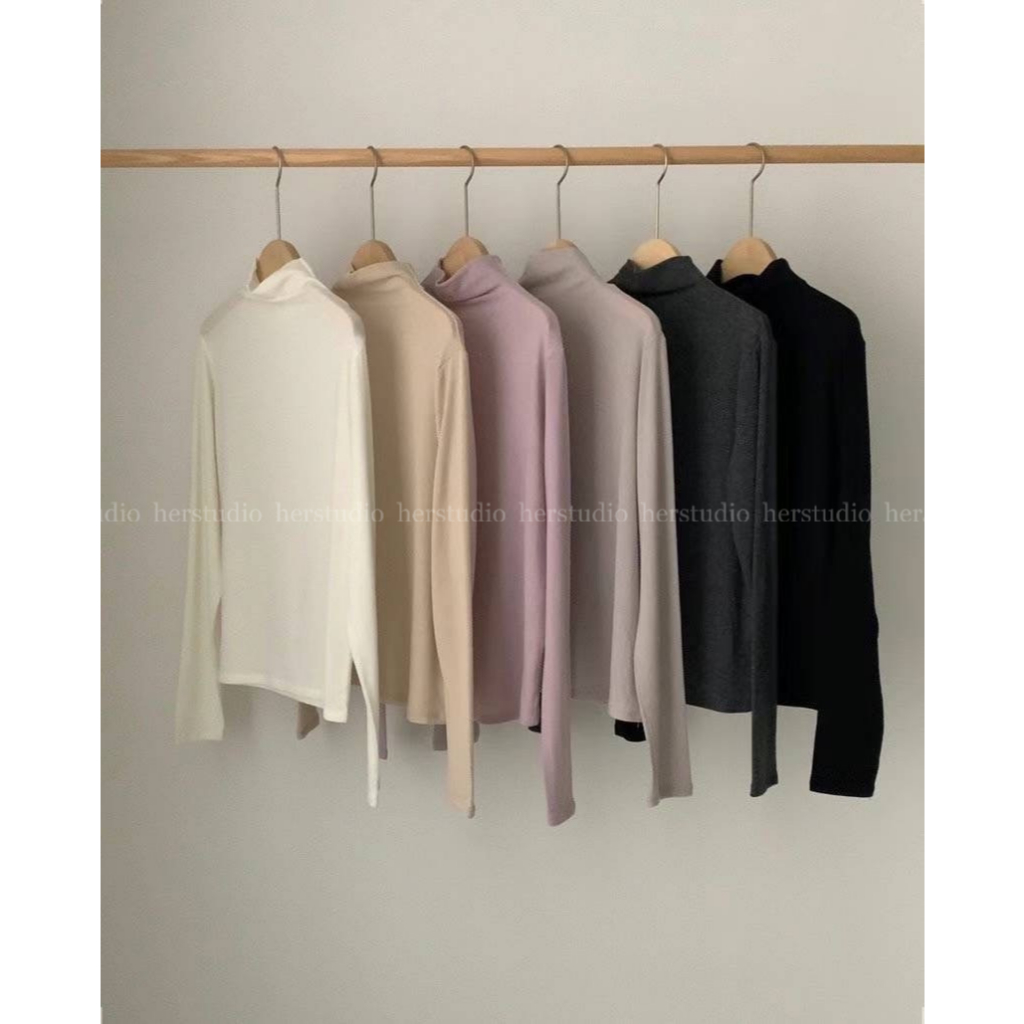 🔥白現貨 HERStudio韓國代購 推薦款!!彈性羊毛混天絲打底T(6col) | 蝦皮購物