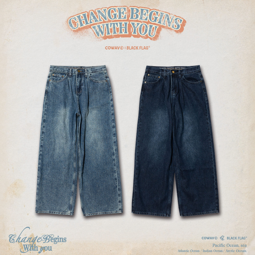 = 3 POINTER = Black Flag X COWAVE Baggy Jeans | 蝦皮購物