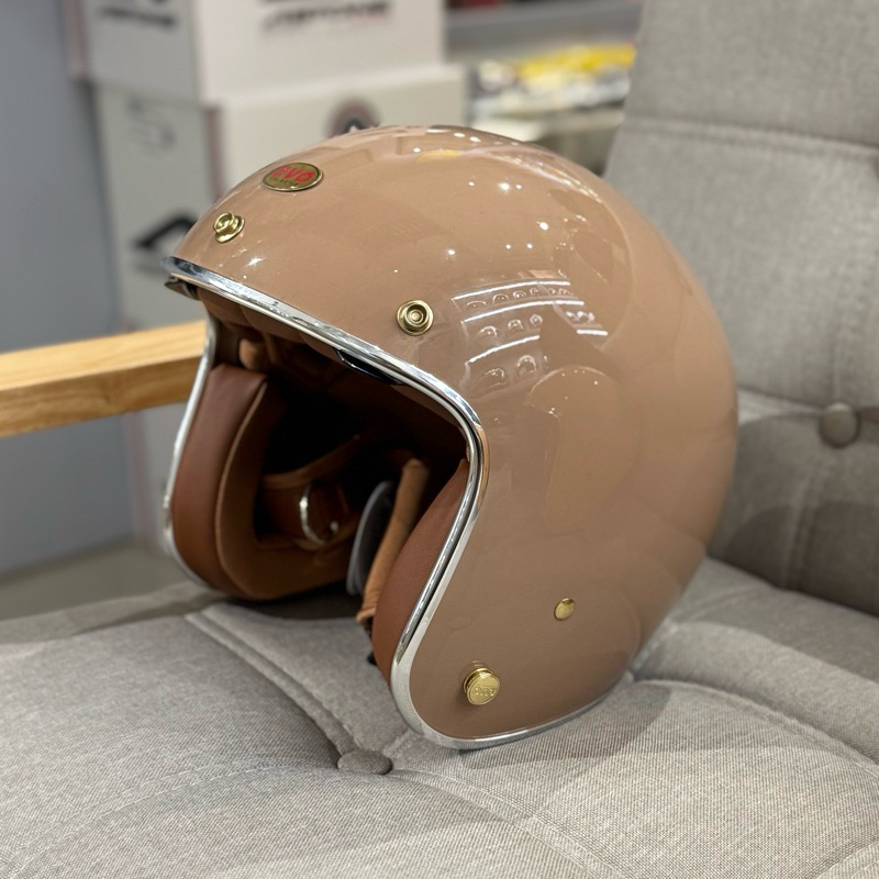 山道紳士 EVO CA312 CA312S 拿鐵 維納斯 VENUS 涼感內襯 電鍍金內墨鏡 羊紋皮革 素面復古安全帽 | 蝦皮購物