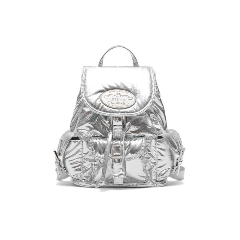 【全新】Lotsyou NOSTALGIA CHUBBY BACKPACK 尼龍飛行背包 銀色 JENNIE同款 雙肩包 | 蝦皮購物