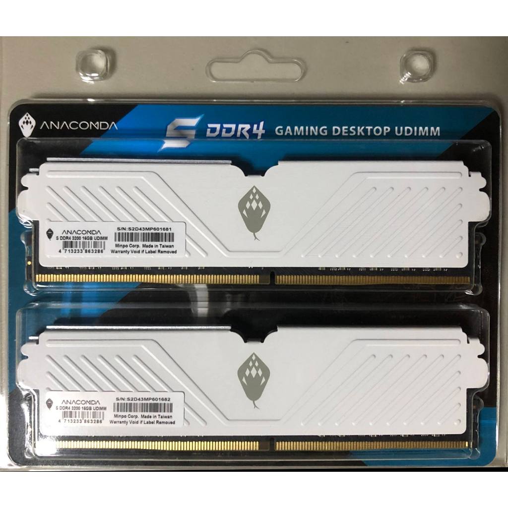 售 巨蟒.ANACOMDA .白 (可超頻) 記憶體 DDR4-3200 16gx2=32g | 蝦皮購物