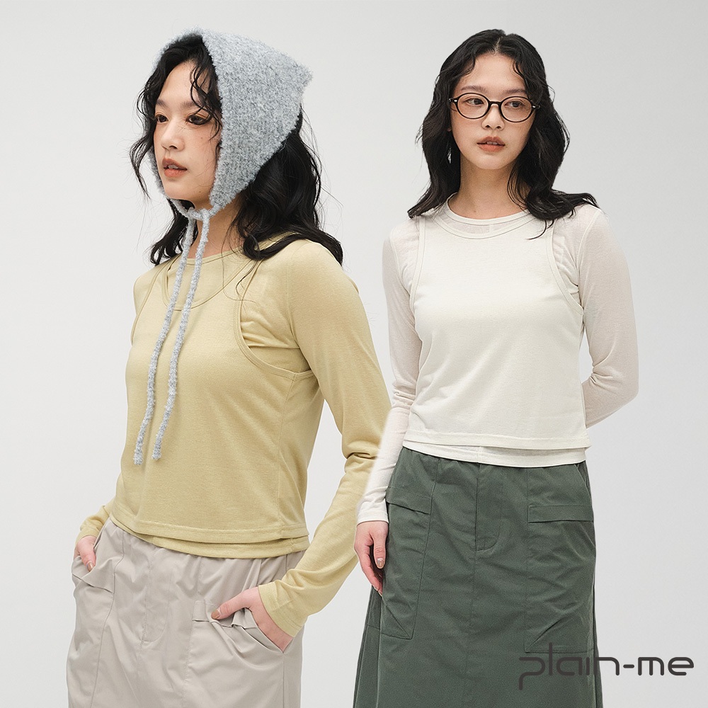 plain-me SAAKO 兩件式 疊穿 上衣 短版 [SAA0029-251] | 蝦皮購物