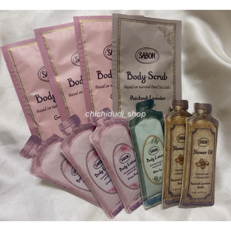 SABON 綠玫瑰、經典身體磨砂膏15g/綠玫瑰身體乳液5ml/白茶身體乳液5ml/經典PLV沐浴油5ml·專櫃·試用包 | 蝦皮購物
