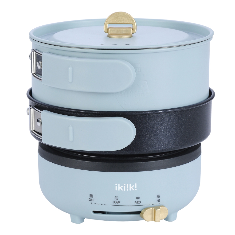 【ikiiki伊崎】多功能疊疊鍋 IK-MC3402 IK-MC3403 (藍/棕) 美食鍋 快煮鍋 料理鍋 露營獨享鍋 | 蝦皮購物