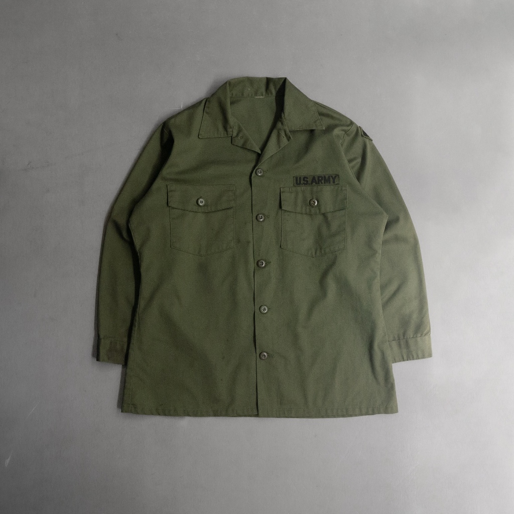 《白木》 70-80S US ARMY OG507 FATIGUE SHIRT 美軍 軍綠 長袖 軍襯衫 F | 蝦皮購物