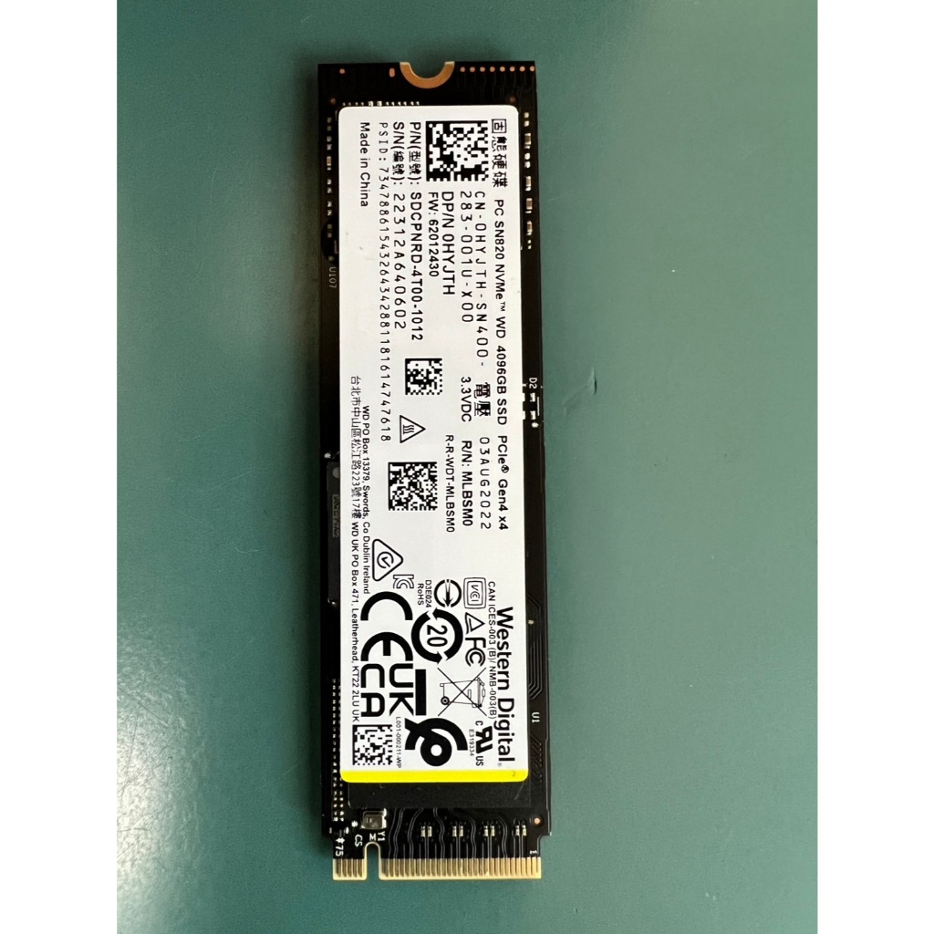 【WD】SSD SN820 4TB (拆封新品&良品&次級品) | 蝦皮購物