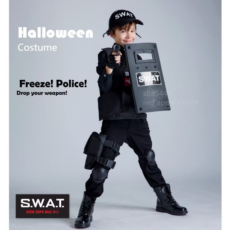 萬聖節服裝 特務警察 特警SWAT 尺寸130公分 | 蝦皮購物