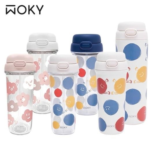 全新_Hahababy*WOKY 雙飲杯500ml 粉粉心花開 | 蝦皮購物