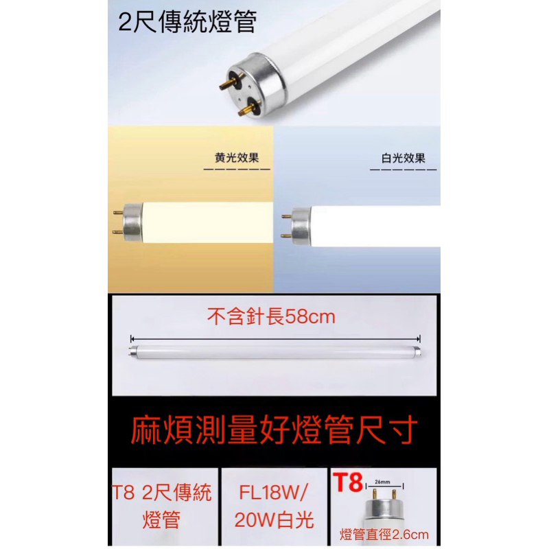 20W傳統燈管2尺傳統燈管（白光）FL20D燈管FL18D燈管T8燈管T8傳統燈管2尺傳統螢光燈管 | 蝦皮購物