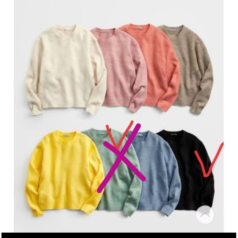 lativ（xl）粗針混紡圓領毛衣，，黑,免運 | 蝦皮購物