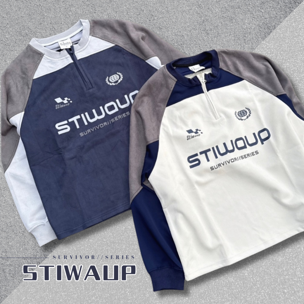 [FJ select]STIWAUP 復古校園風 拉鍊長袖 麂皮 寬鬆 落肩 圓領 半拉鍊 長袖上衣 男生長袖 女上衣 | 蝦皮購物