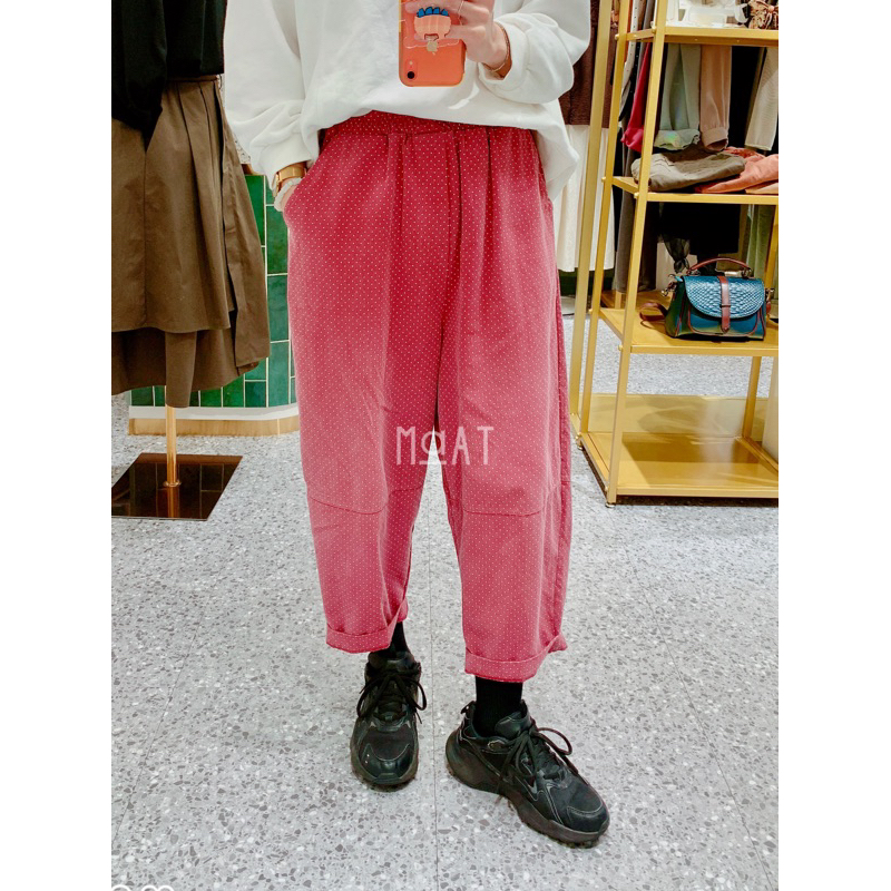 正韓現貨 85110124 可愛點點磨毛錐形褲 男友褲 尺寸友善 秋冬長褲 韓國女裝 | 蝦皮購物