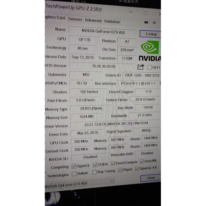 gts450 ddr3 微星 msi n450gts-md1gd3v2 ms-v231 | 蝦皮購物