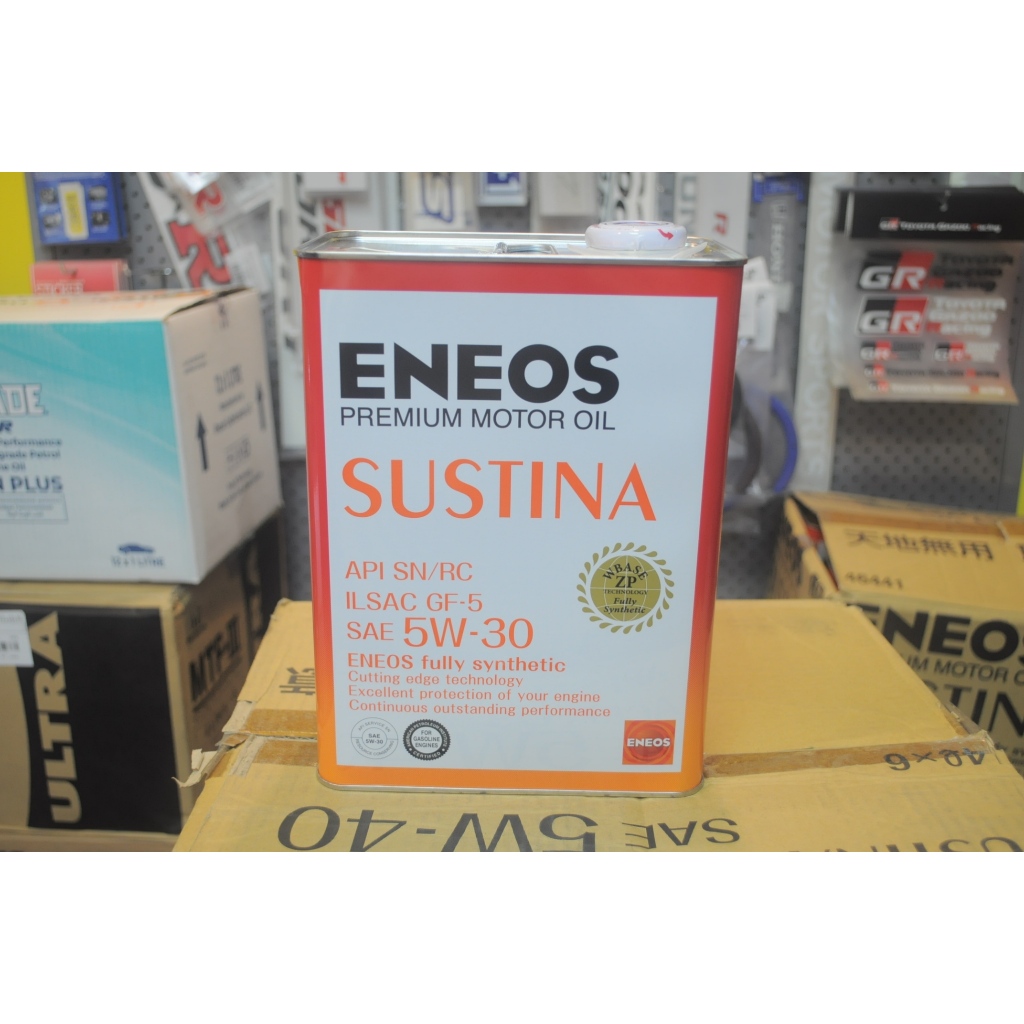 【翔浜車業】日本原裝 ENEOS 新日本石油 SUSTINA SN 5W-30全合成機油(鐵桶4L)(日本製) | 蝦皮購物