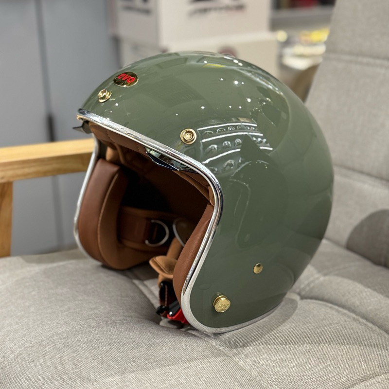 山道紳士 EVO CA312 CA312S 乳綠 維納斯 VENUS 涼感內襯 電鍍金內墨鏡 羊紋皮革 素面復古安全帽 | 蝦皮購物