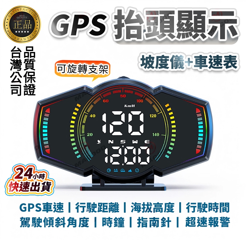 🔥【台灣14H現貨】2025新款改裝HUD抬頭顯示器 GPS HUD 坡度儀 大字體 車速表 測速提醒 行車安全 G18 | 蝦皮購物