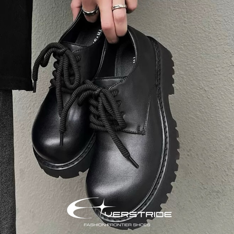 EVERSTRIDE 2025 新款 厚底 增高 粗繩 大頭 男生 穿搭 皮鞋 德比鞋 | 蝦皮購物