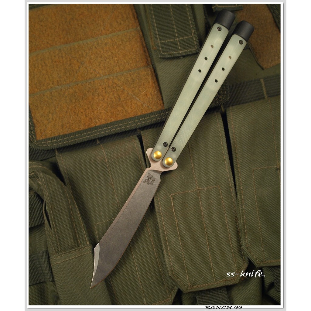 【新年特價】Benchmade Necron™ Jade G10柄 Scimitar刀形蝴蝶刀 - 台灣出貨 | 蝦皮購物