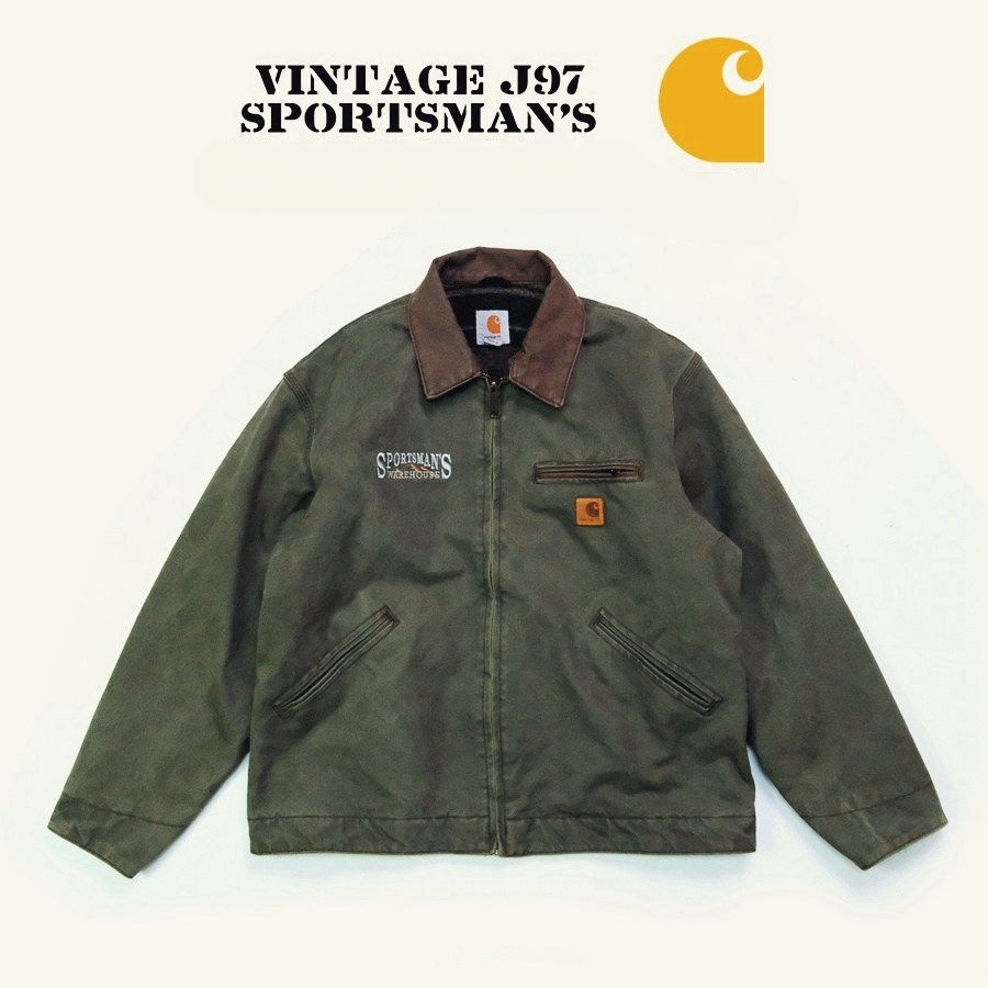 Carhartt-SPORTSMAN J97 MOS 棕熊/麋鹿/鱸魚苔蘚綠刺繡底特律夾克 復古 古著 工裝 | 蝦皮購物