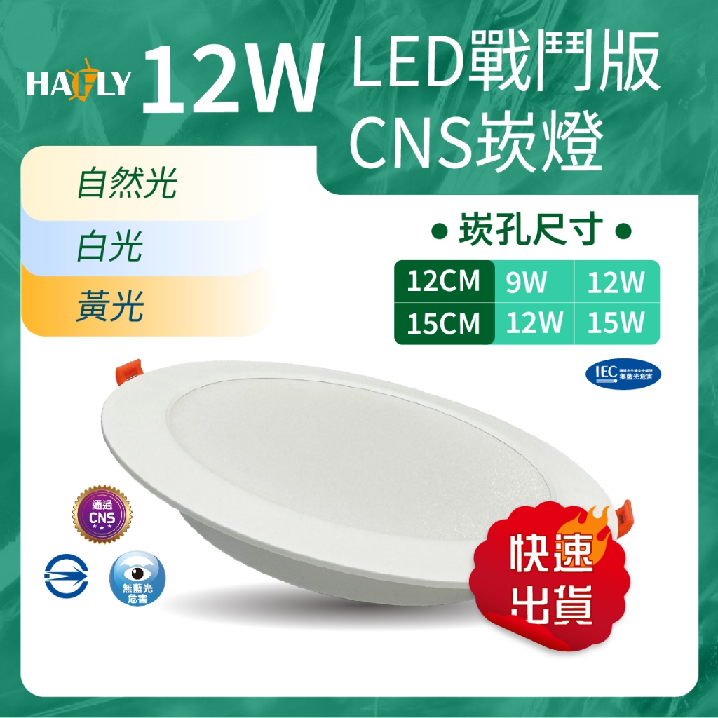 HAFLY 高效率 12W LED戰鬥版CNS嵌燈 時尚崁燈 高亮度 CNS認證 | 蝦皮購物