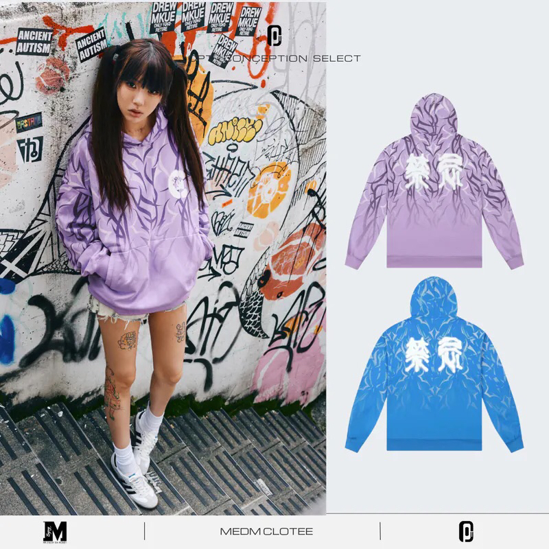 [Conception Select]MEDM CLOTTEE 彩色漸變荊棘 重磅純棉 美式落肩寬鬆 帽T | 蝦皮購物