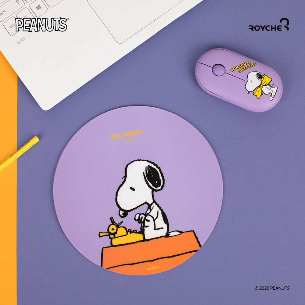 Ξ ATTIC Ξ 韓國ROYCHE~ PEANUTS Snoopy 史努比 圓形滑鼠墊 | 蝦皮購物