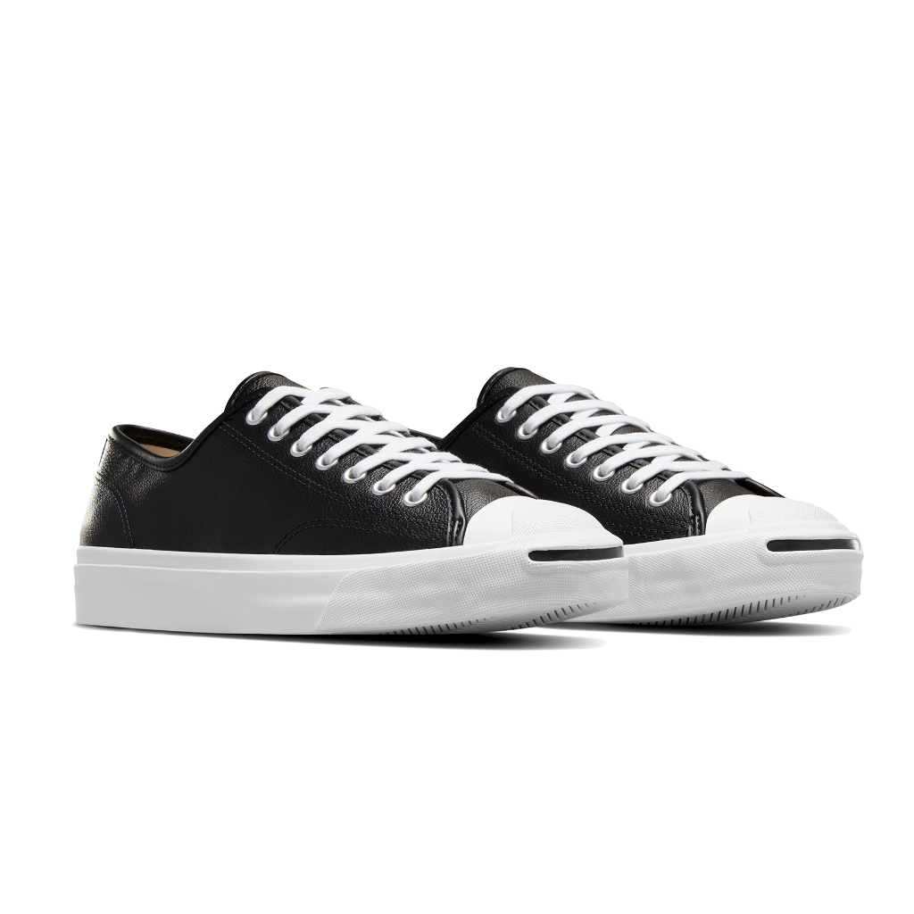 CONVERSE【授權經銷商】男女低筒休閒鞋-164224C-黑色 Jack Purcell 開口笑 皮革 版型偏大 | 蝦皮購物