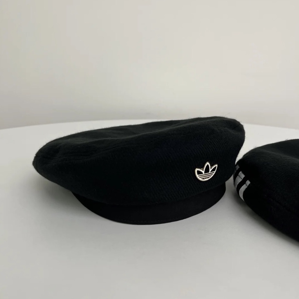 -EJ- ADIDAS BARET 貝蕾帽 金標 三葉草 黑色 毛氈 JF4210 | 蝦皮購物