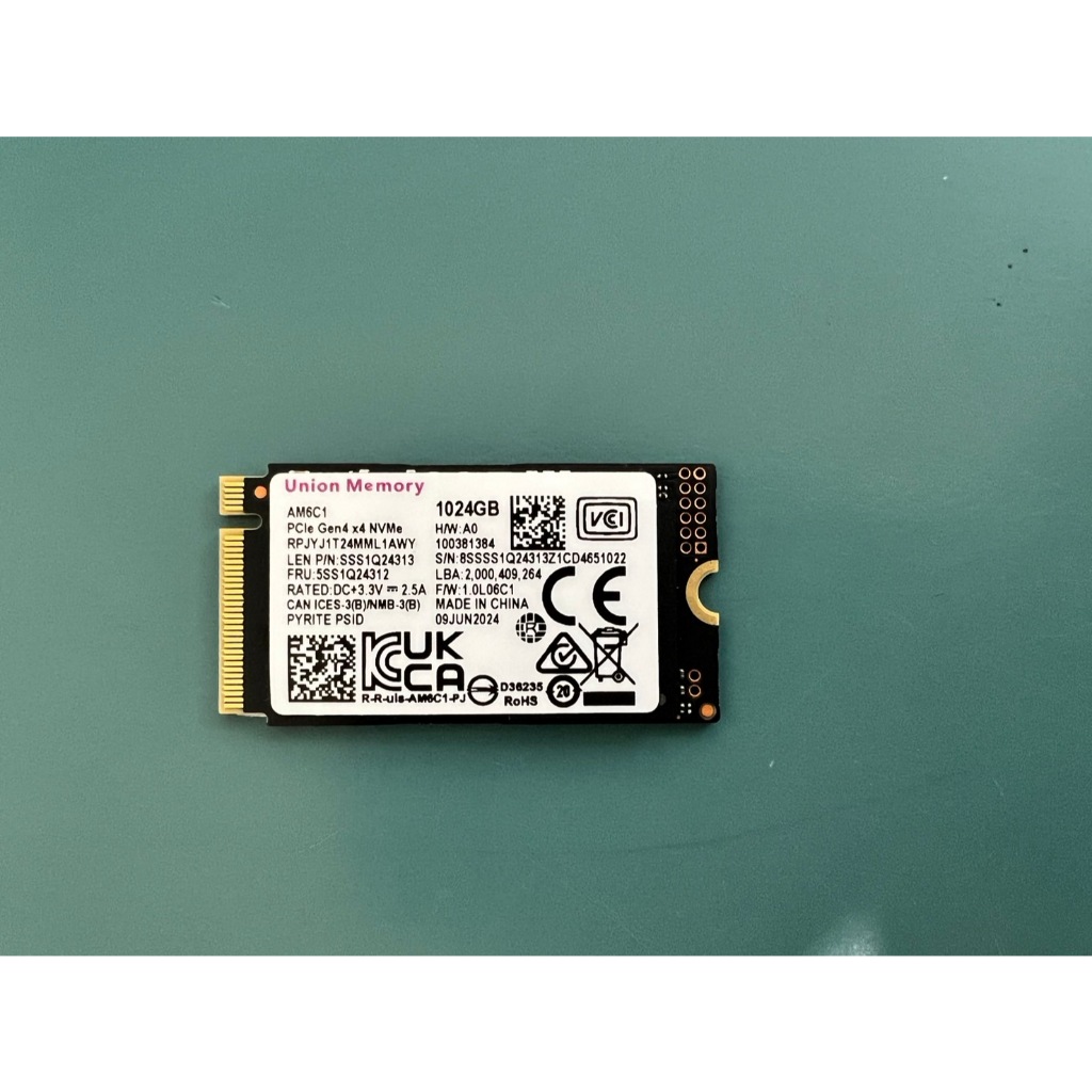 【Union Memory憶聯】AM6C1 SSD PCIE NVMe 1024G(拆封新品) | 蝦皮購物