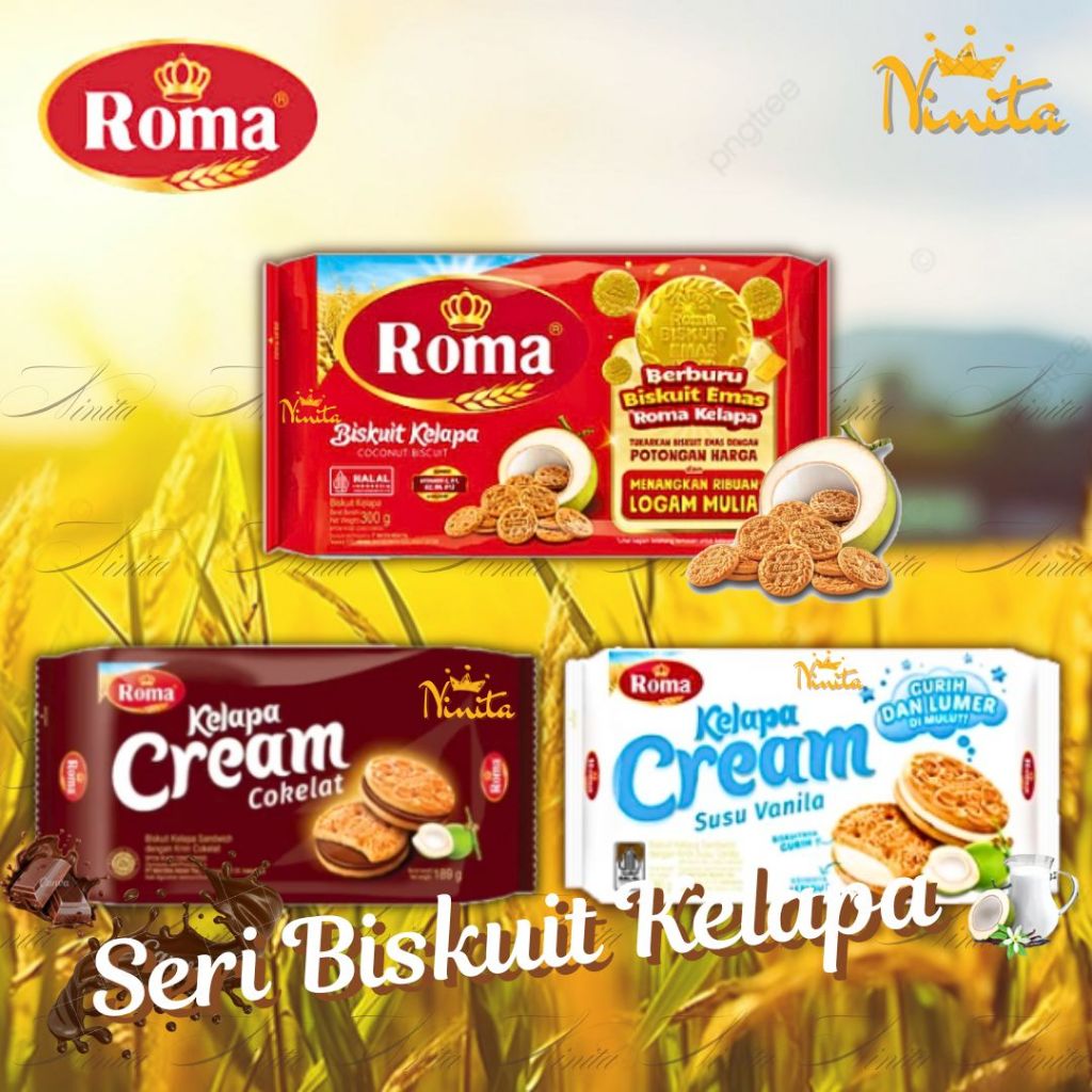 ROMA Biskuit Kelapa Cream Cokelat 印尼 椰子餅乾 夾心 巧克力 奶油 | 蝦皮購物