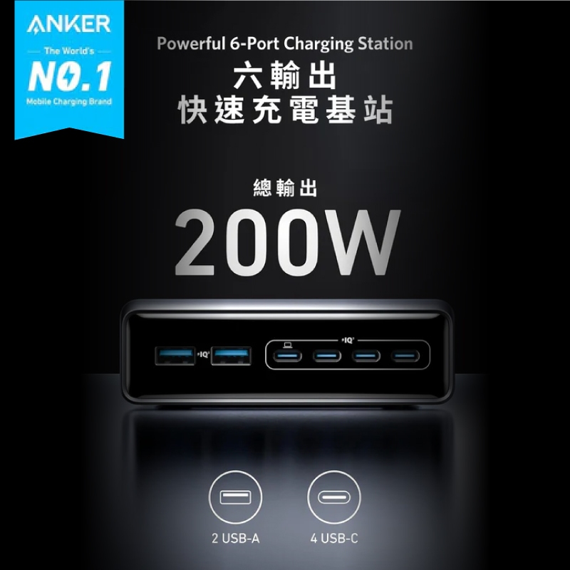 Anker A2683 200W桌面充電器 TypeC USB-A 氮化鎵 集線器 轉接器 充電頭 快充頭 ANK007 | 蝦皮購物