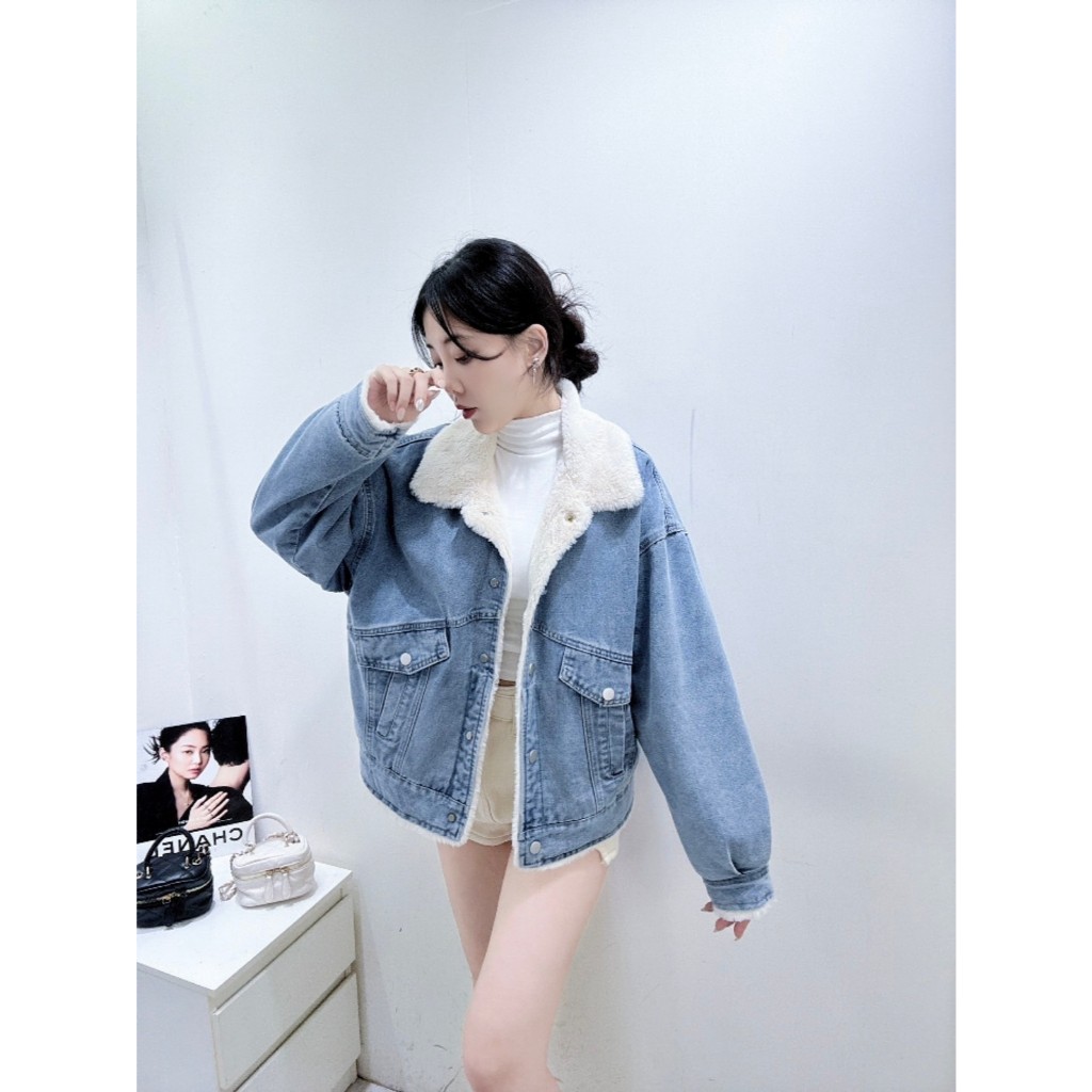 【Rina.space】韓系正反兩穿鋪毛牛仔外套/毛毛外套/熊寶寶外套/牛仔外套/秋冬外套 | 蝦皮購物