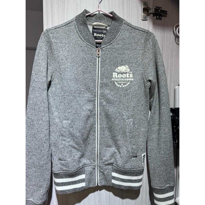 Roots經典胡椒灰棒球外套 女xs | 蝦皮購物