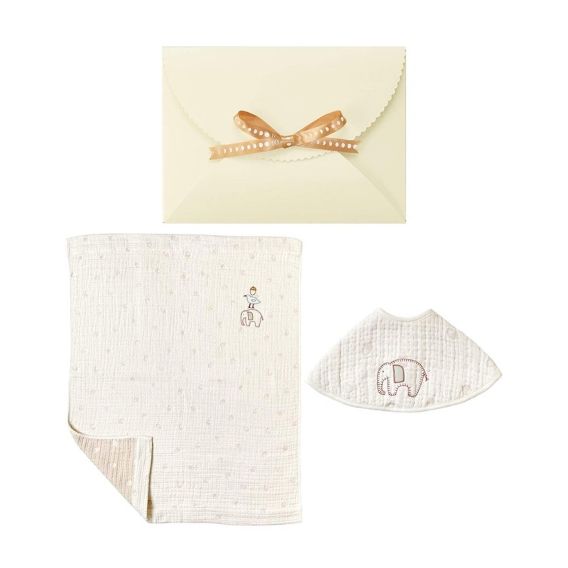 全新在台現貨 Hoppetta 10mois guri 六層紗被 +圍兜 贈原廠10mois提袋 禮盒 超值豪華 彌月禮 | 蝦皮購物