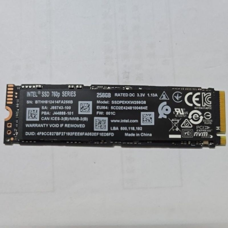 INTEL SSD 760P 256GB M.2 PCie | 蝦皮購物