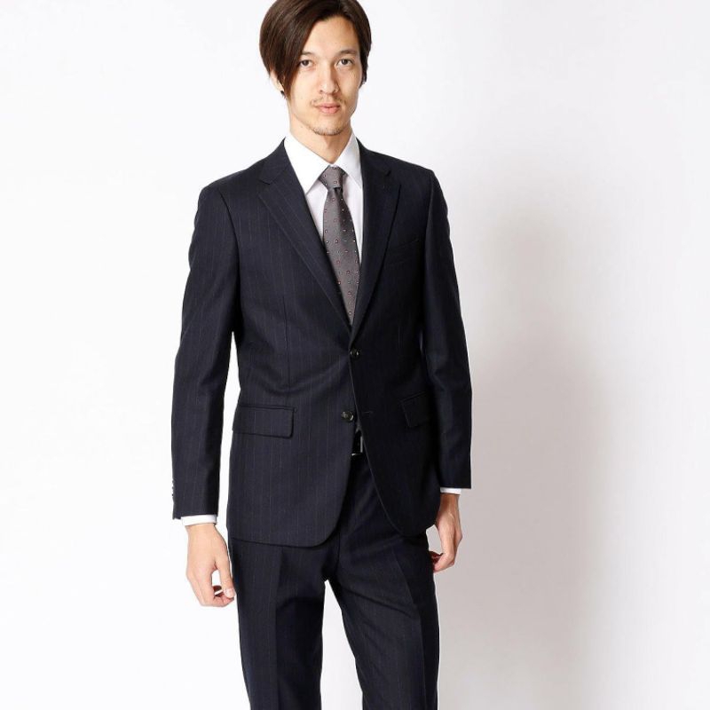 日本COMME CA MEN TAKEO KIKUCHI plain-me系列 黑色 條紋 窄版 西裝 西裝外套 | 蝦皮購物