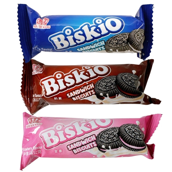 森吉百貨 日日旺 Biskio 小黑餅 巧克力 香草 草莓 夾心餅 26g mini OREO 迷你小黑餅 | 蝦皮購物