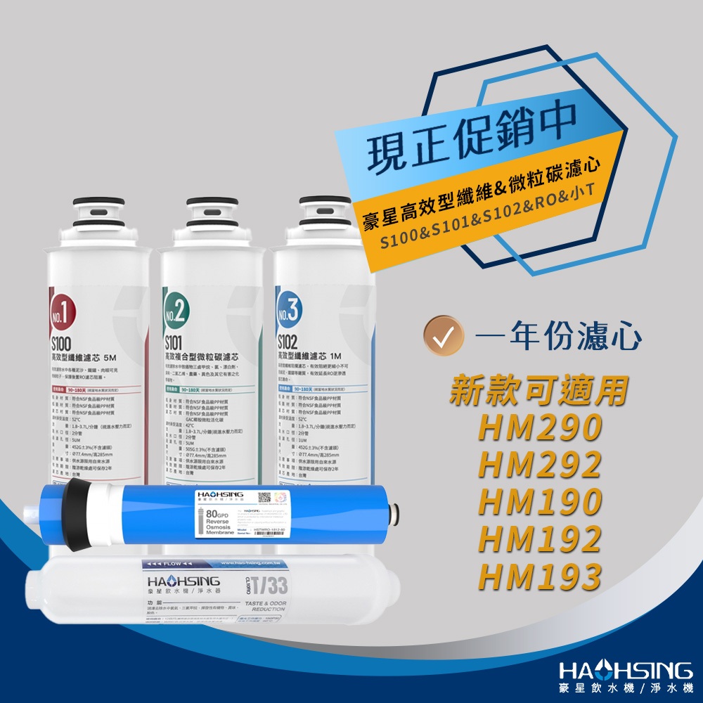 【思維康SWEETCOM】豪星 HAOHSING S100 S101 S102 HM290 292 190原廠快拆式濾心 | 蝦皮購物