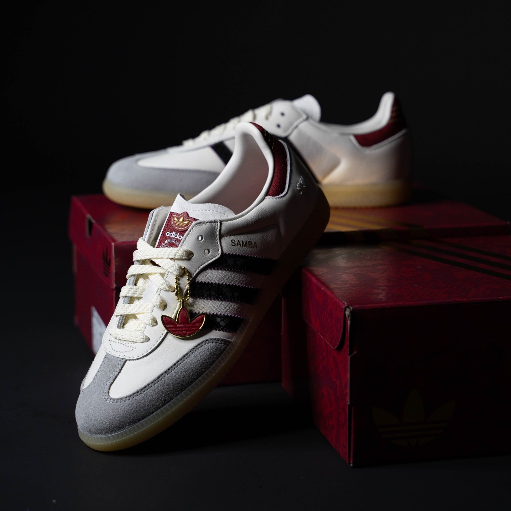 Adidas Samba OG JQ5976 男女 運動休閒鞋 CNY 蛇年限定 復古 舒適 穿搭 白 深紅 | 蝦皮購物