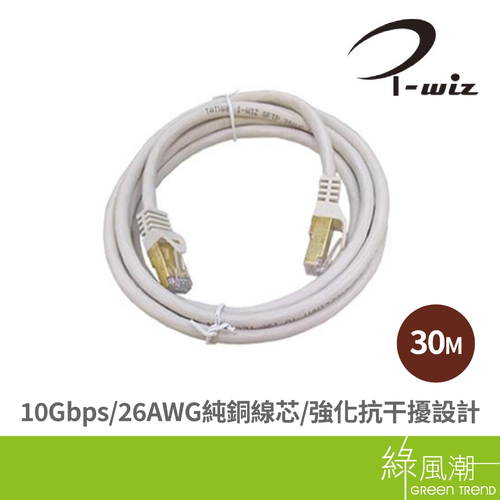 I-WIZ 彰唯 Cat.6A 多重屏蔽 抗干擾 網路線 30M 綠風潮 | 蝦皮購物