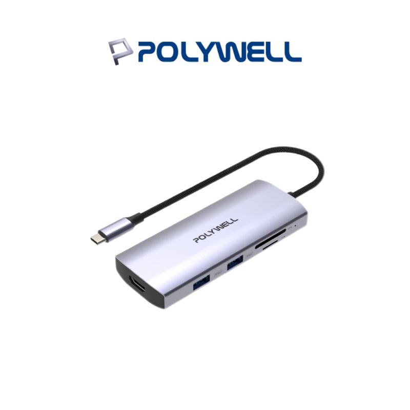 【POLYWELL】Type-C九合一多功能集線器 HUB 100W PD快充 10G HDMI SD | 蝦皮購物