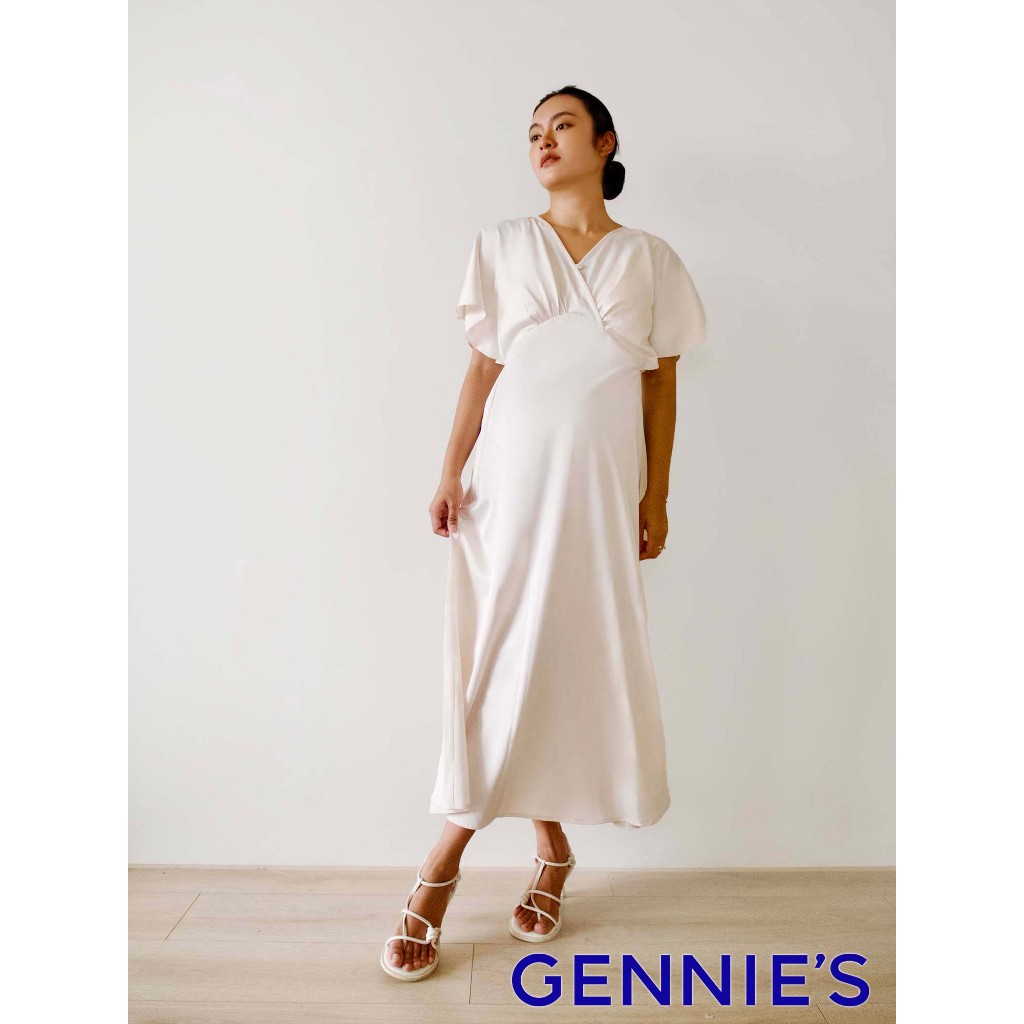 【Gennies 奇妮】光澤感蝙蝠袖孕婦哺乳洋裝(T1Q01)洋裝 孕婦裝 孕婦裙 孕婦洋裝 短袖 | 蝦皮購物
